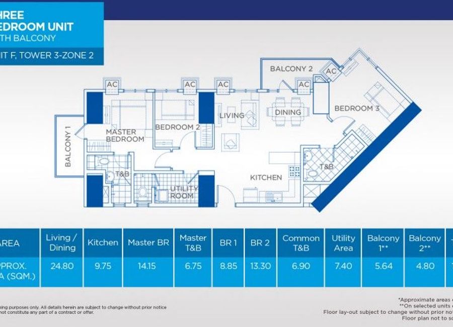 Trion Towers 3 Fort Bonifacio Taguig 3 Bedrooms 2 Balcony Php31M (USD ...