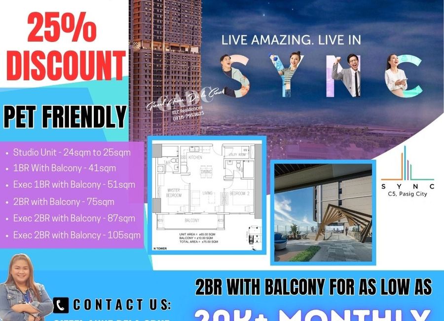 25% Discount For Sale 2 bedroom with balcony in C-5 Bagong Ilog Pasig ...