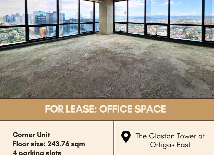 For Lease: Office Space located at The Glaston Tower at Ortigas East