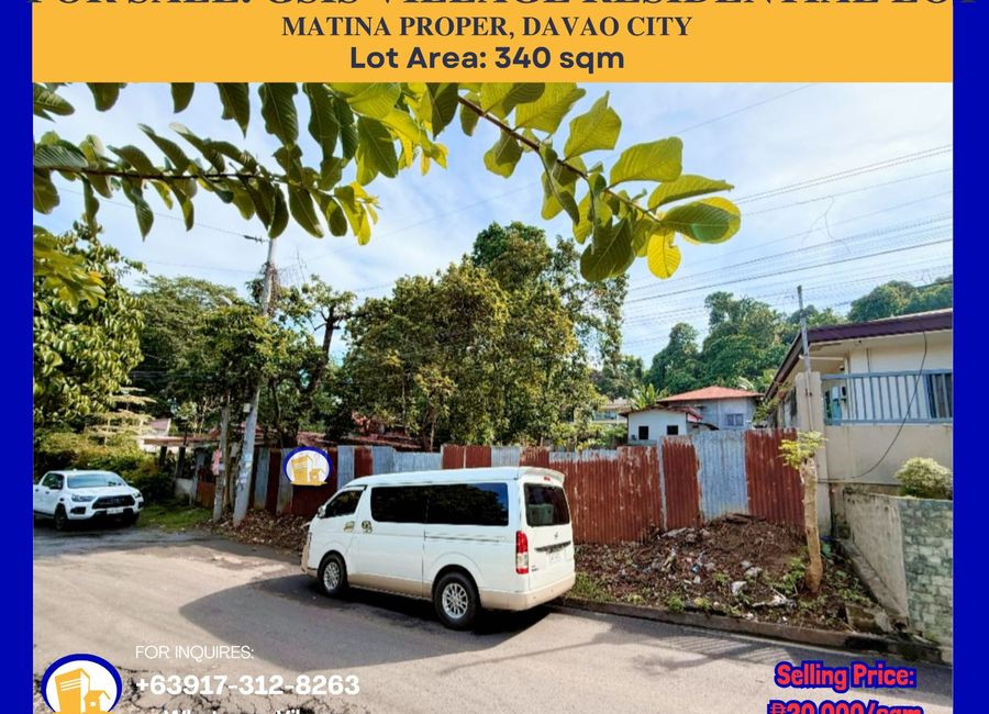 FOR SALE : 340sqm GSIS Village Residential Lot - Matina Proper Davao City