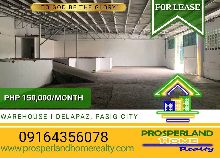 WAREHOUSE / STORAGE FOR LEASE IN DELA PAZ, PASIG CITY