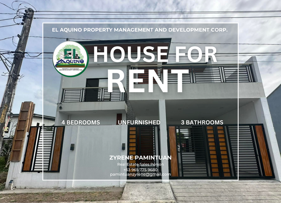 4 Bedrooms- Brand New Unfurnished House for Rent in Savannah, Angeles
